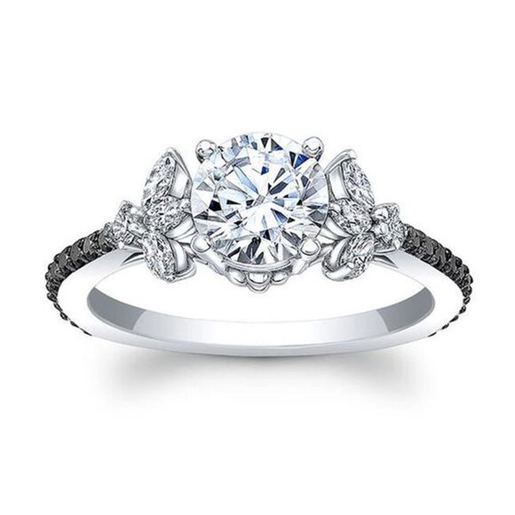 Jewelry | Dainty Diamond Flower Leaf Beautiful Carved Rings For Women ...